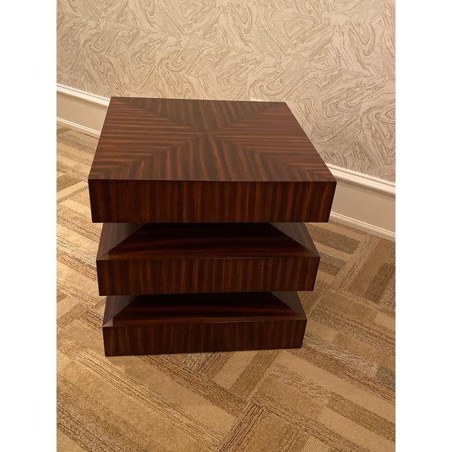 Contemporary Zebra Wood Side or End Table | Chairish