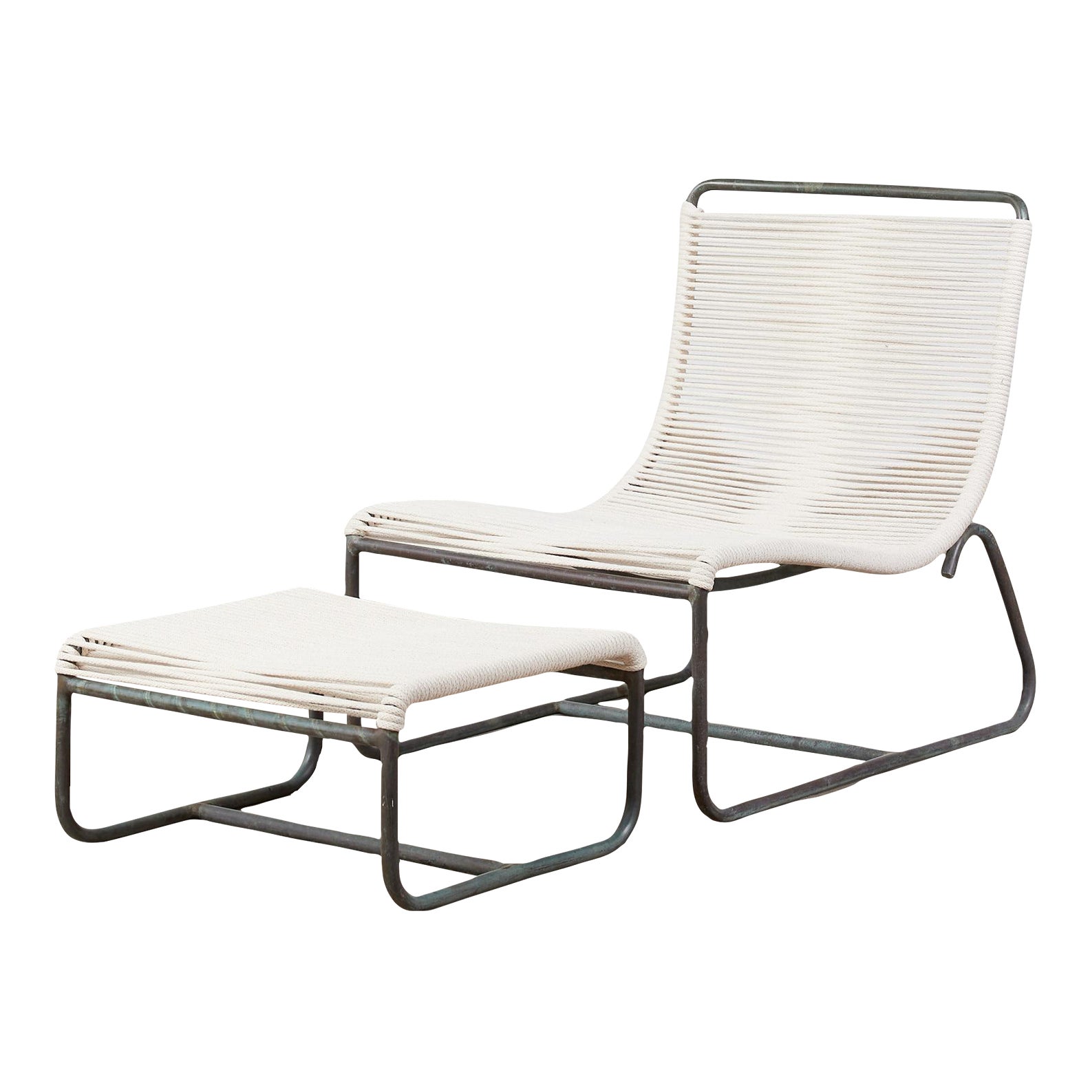 Bronze Patio Sleigh Chair & Ottoman by Walter Lamb for Brown Jordan ...