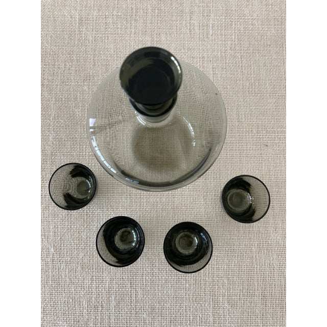 Vintage Smoke Grey Glass Decanter & 4 Shot Glasses Richard Sussmuth Le ...