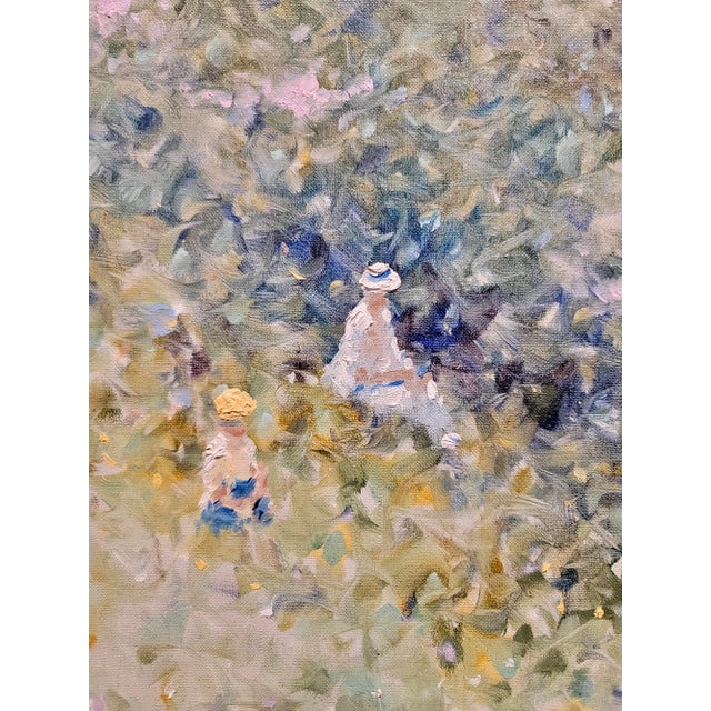 Andre Gisson-Women by the Seine Overlooking the Bridge-Pointillist Oil ...