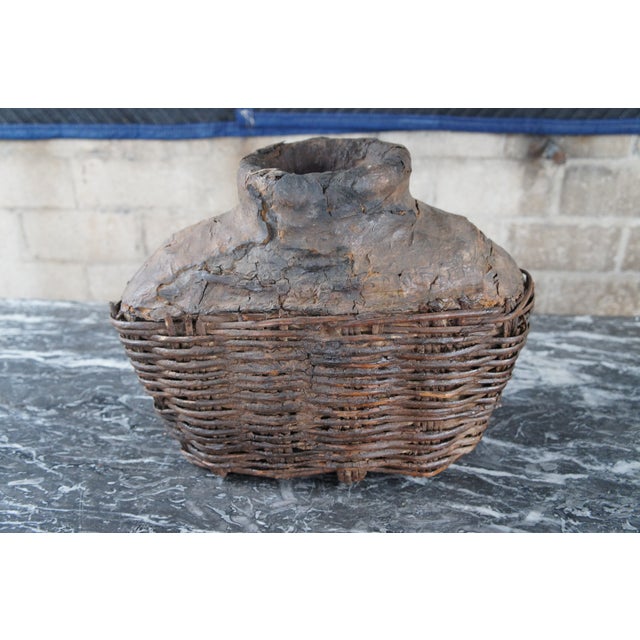 Early 20th Century Antique Chinese Woven Willow Oil Container | Chairish