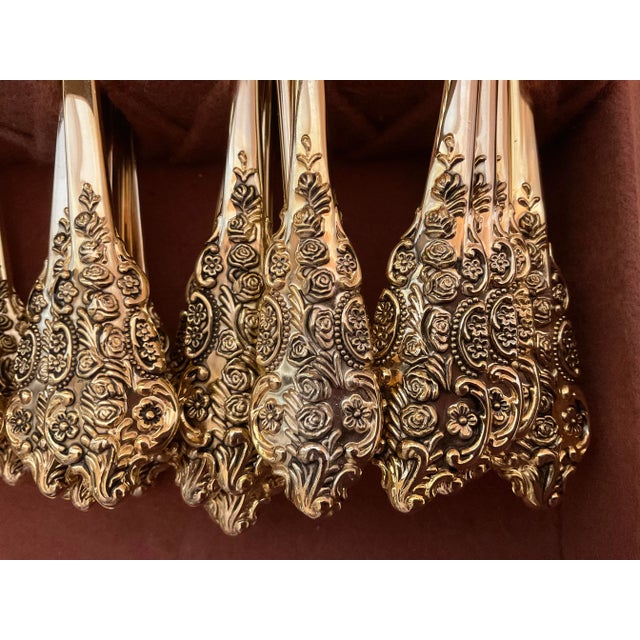Early 20th Century F. B. Rogers 84 Piece Set Gold French Rose Flatware ...