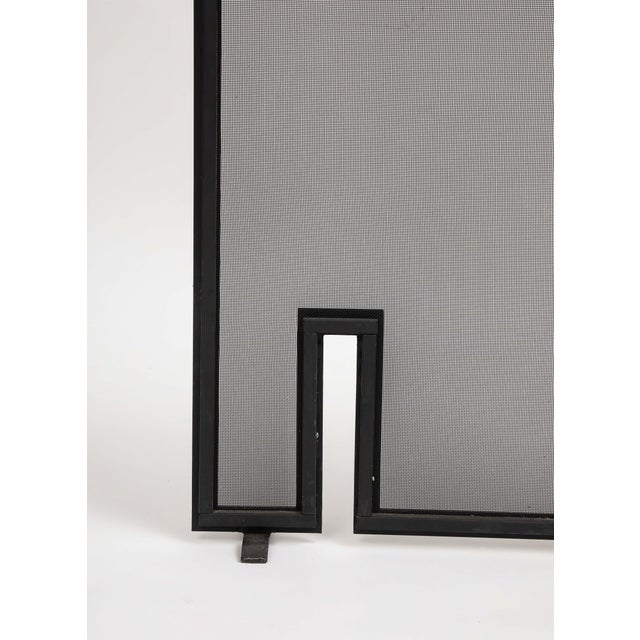 Contemporary Black Metal Mesh Firescreen | Chairish