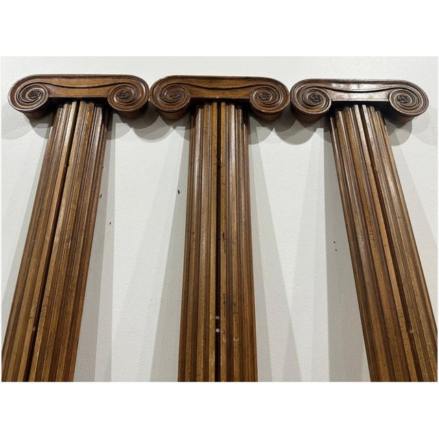 Vintage Walnut Columns - Set of 3 | Chairish