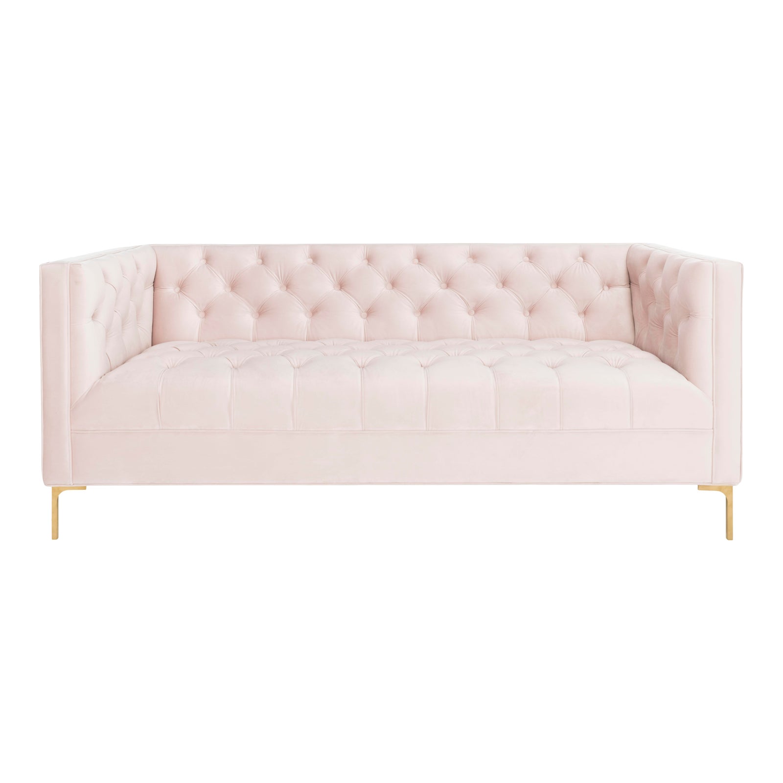 Velvet Tufted Sofa in Blush Pink | Chairish