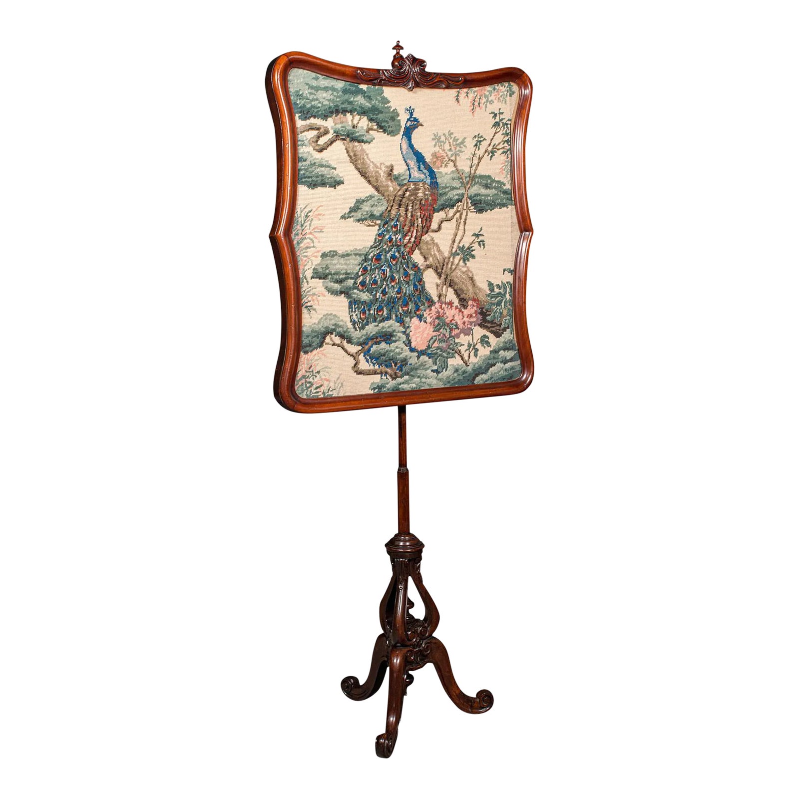 1820s Antique Regency English Walnut Fireside Pole Screen | Chairish