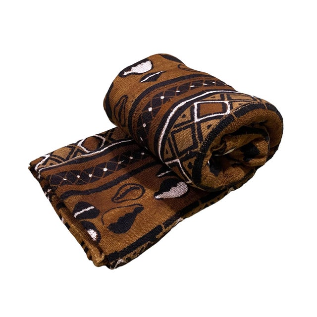 Large African Bogolan Mud Cloth/Blanket Textile 86" W by 63" | Chairish