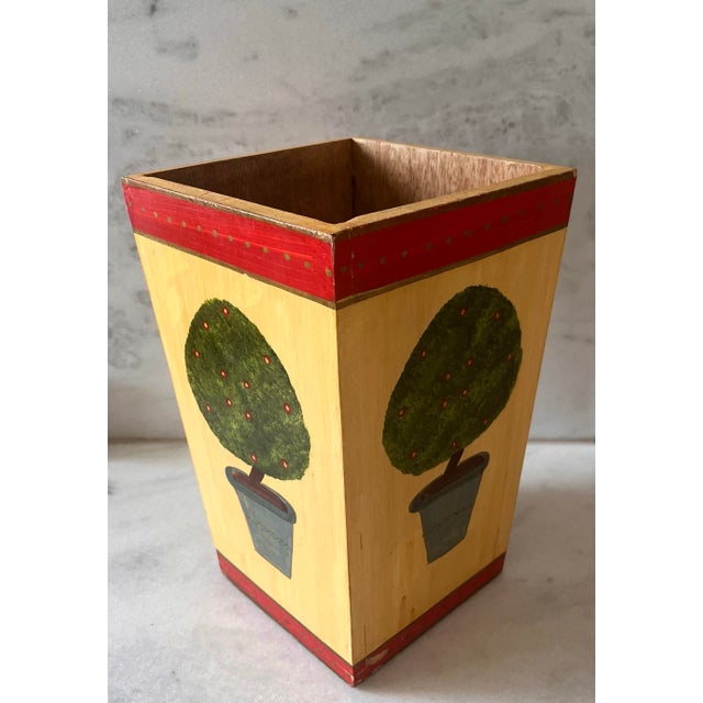 Traditional Hand Painted Wood Planter | Chairish