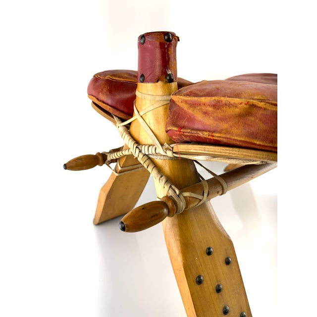Vintage Mid Century Rimini Egyptian Camel Saddle Foot Stool | Chairish