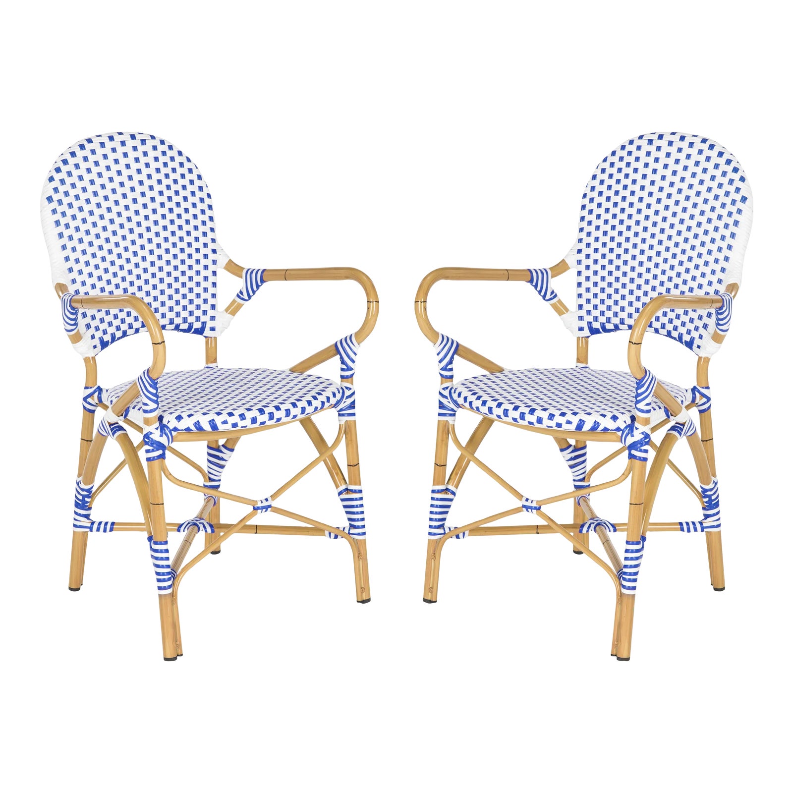 Indoor-Outdoor Stacking Armchair in Blue & White - a Pair | Chairish