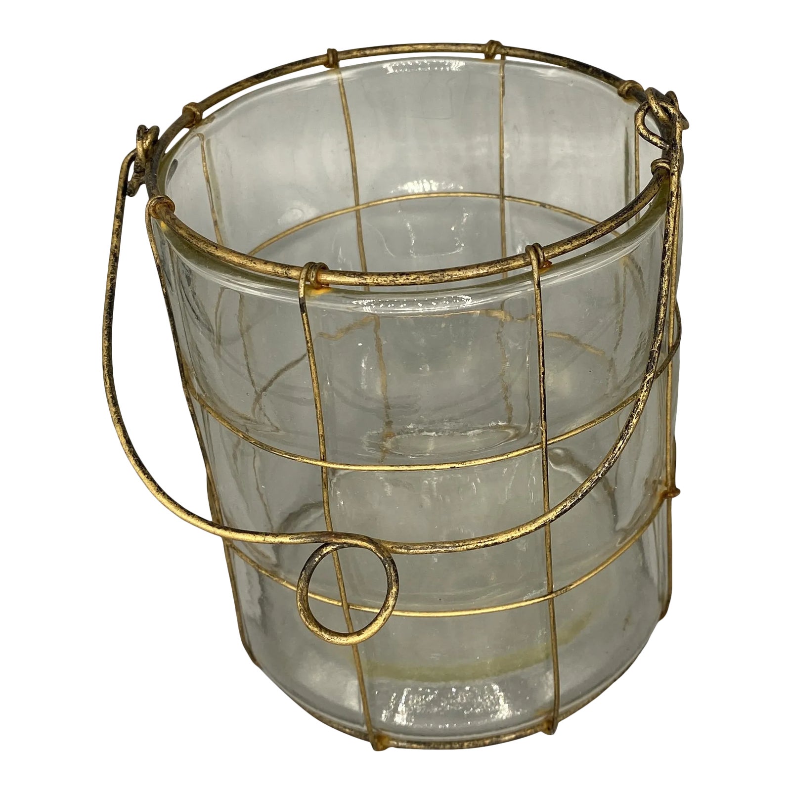 Caged Glass Bucket With Handle | Chairish