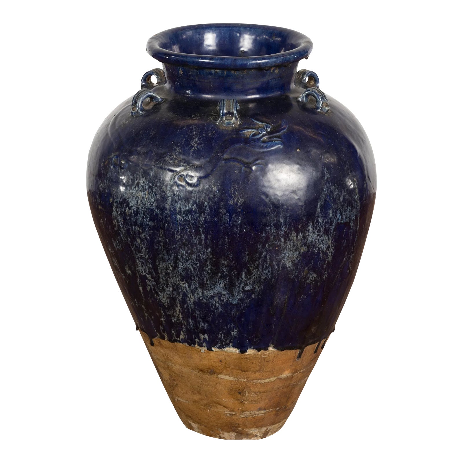 Large Antique 19th Century Thai Cobalt Blue Martaban Jar with Dragon ...