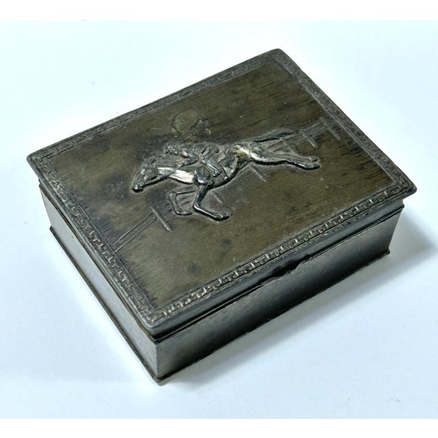 1960s Vintage Jockey Equestrian Metal Snuff Box | Chairish