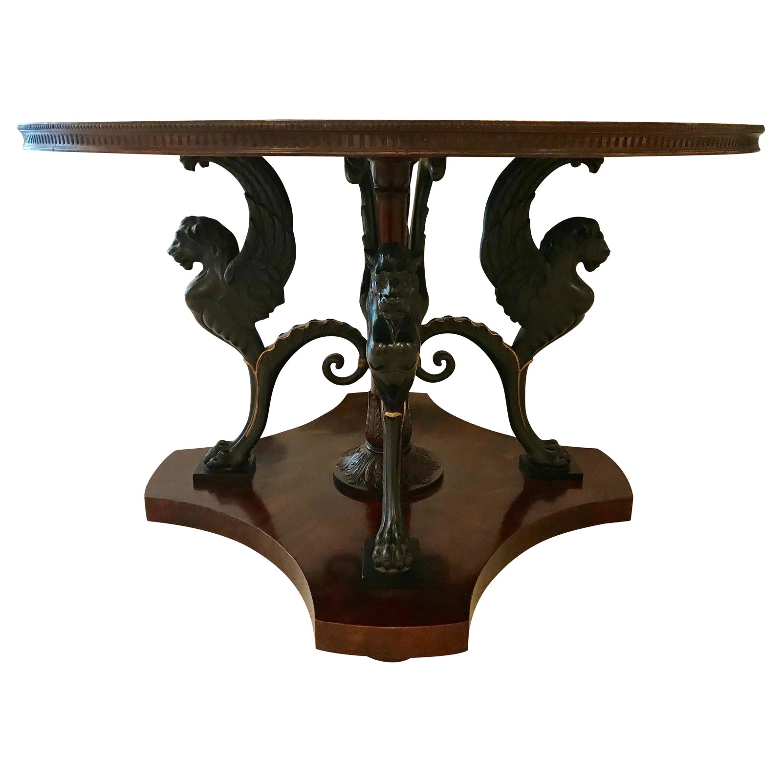 Neoclassical Center Table With Griffin Base | Chairish