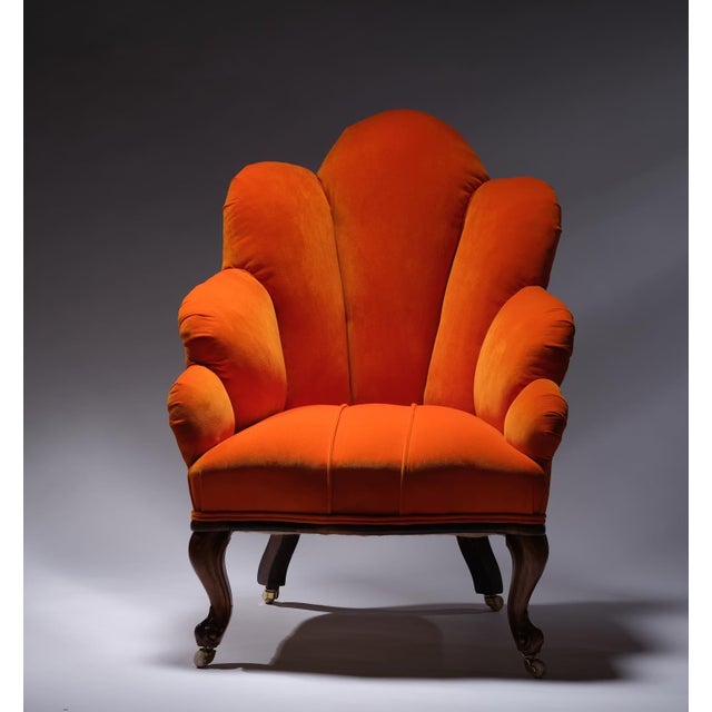 Orange Scallop Chair with Rosewood and Iron Frame | Chairish