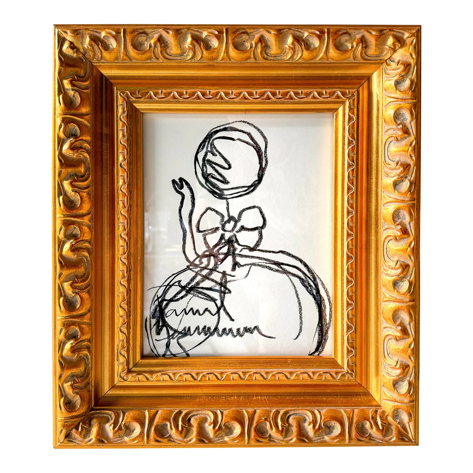 Topiary Sketch #2 by Daniel Zimmerman Framed Black and White Charcoal ...