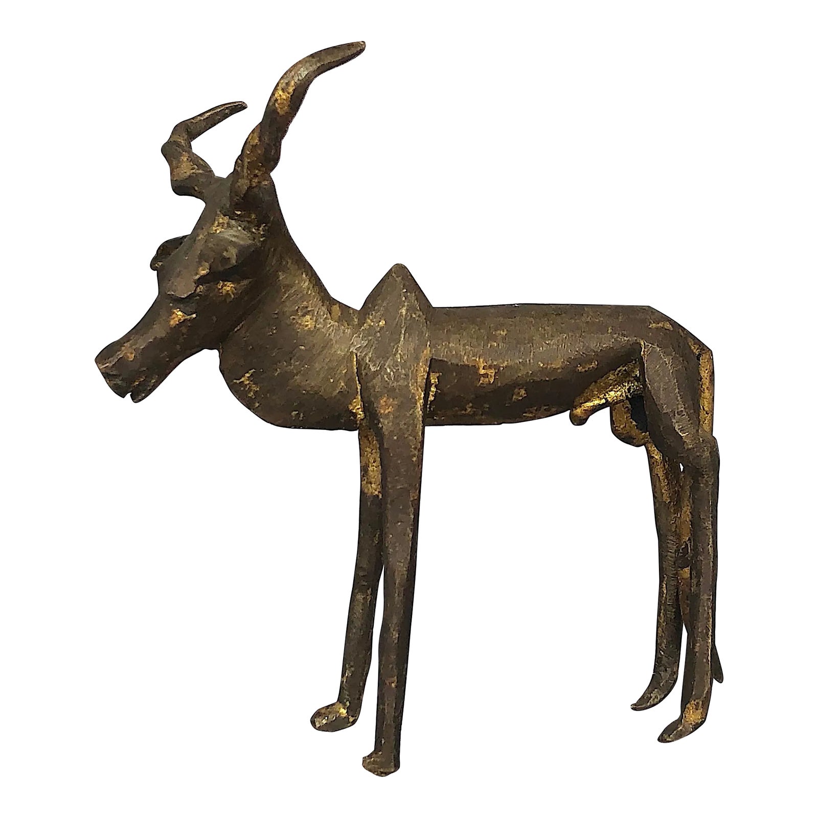 African Bronze Antelope Sculpture | Chairish