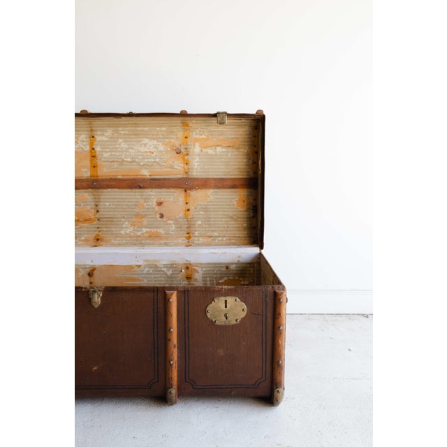 19th C French Trunk With Wood Details | Chairish