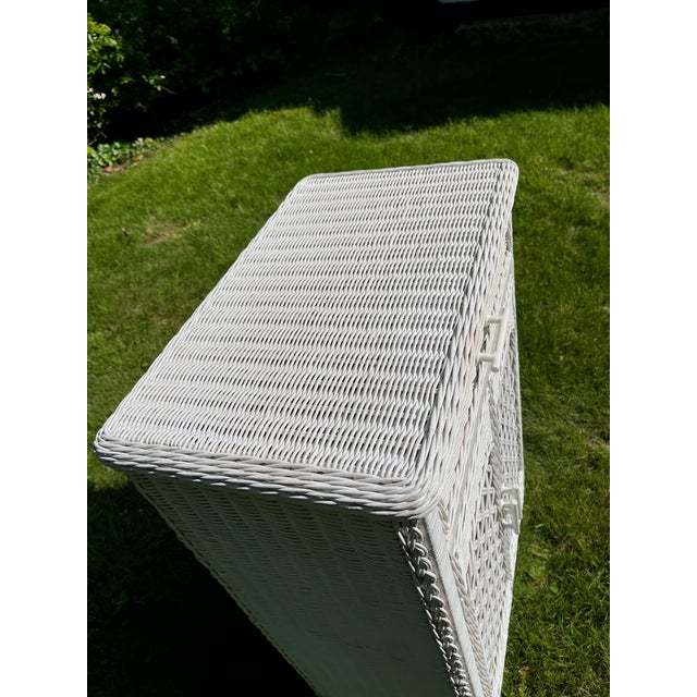 Boho Chic White Wicker Cabinet 2 Open Lattice Doors Drawer & 2 Shelves ...