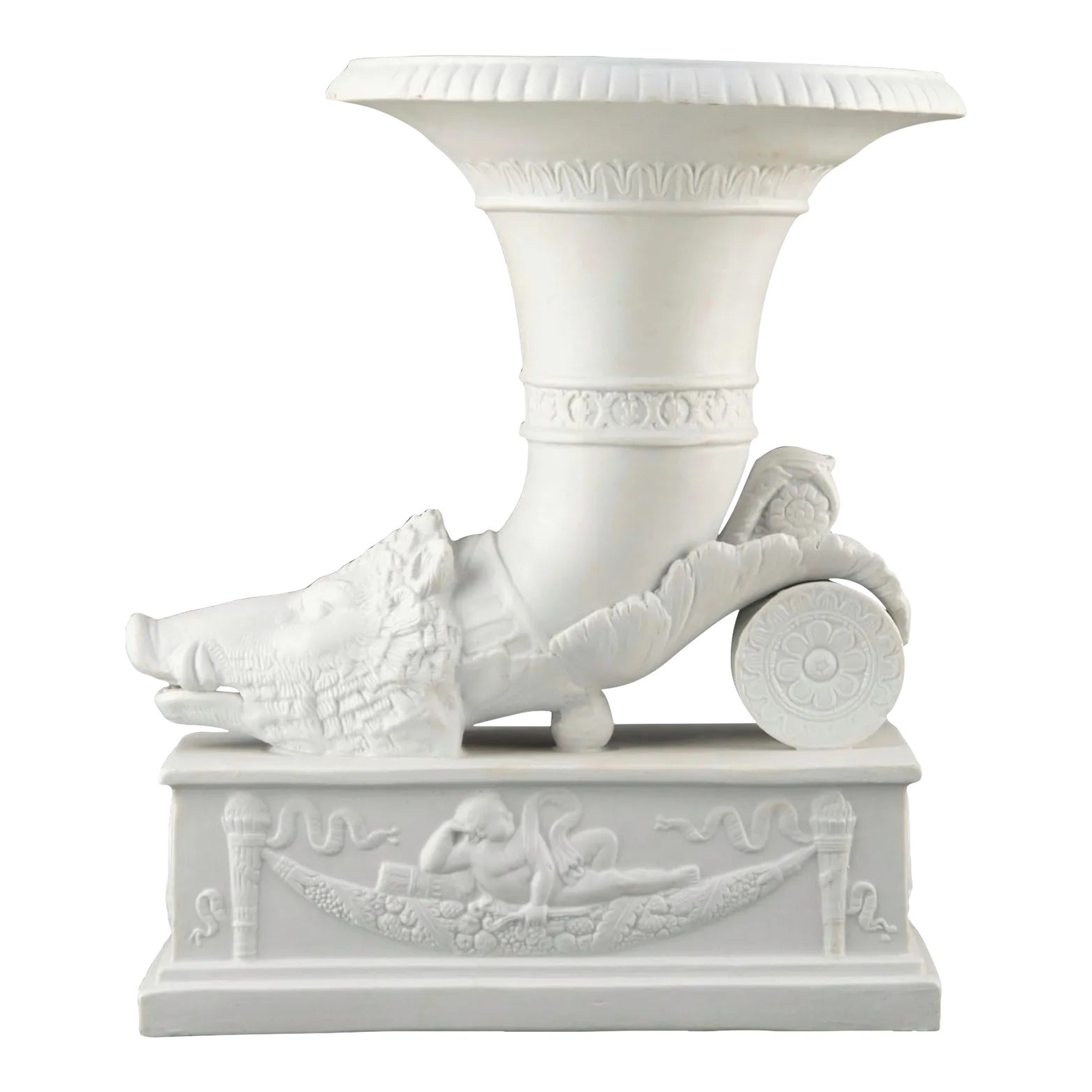 Antique German Grand Tour Style Bisque Porcelain Boar's Head Rhyton ...