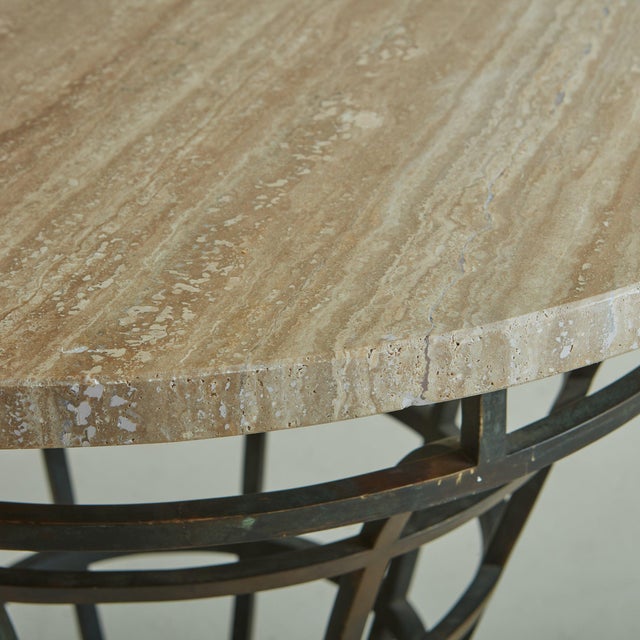 Travertine Dining or Entry Table with Iron Atrium Base, Germany 20th ...