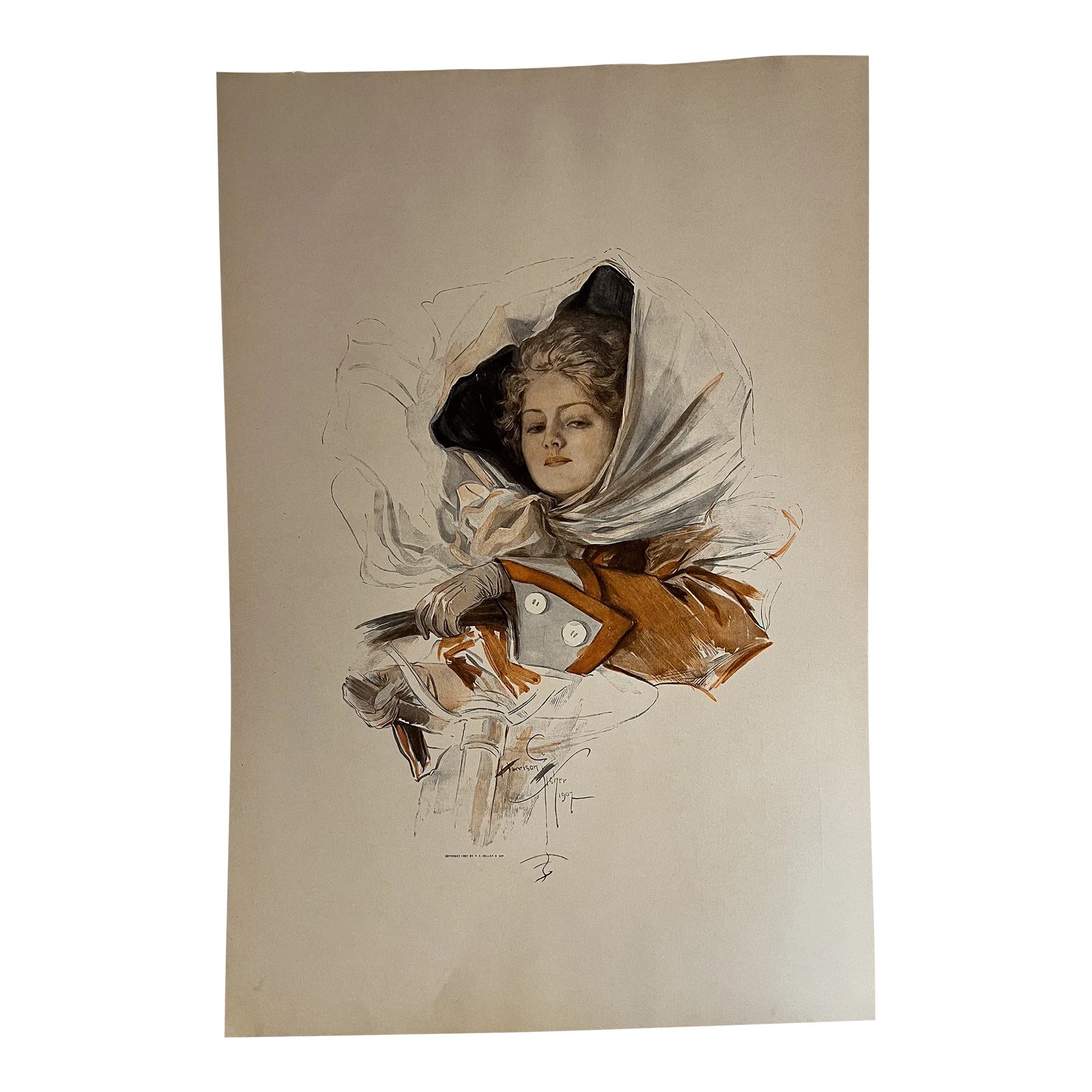 1908 Antique Harrison Fisher Print | Chairish