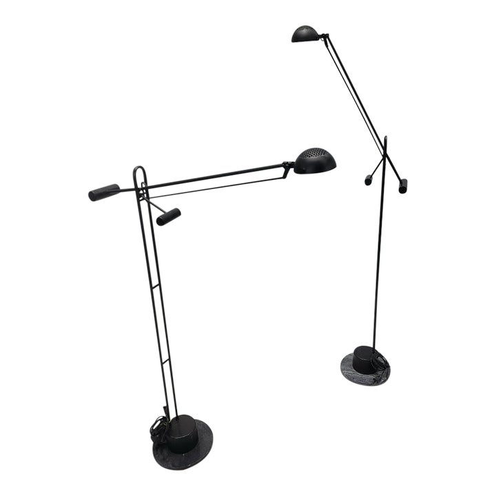Vintage Postmodern Crane Form Floor Lamps - Pair | Chairish
