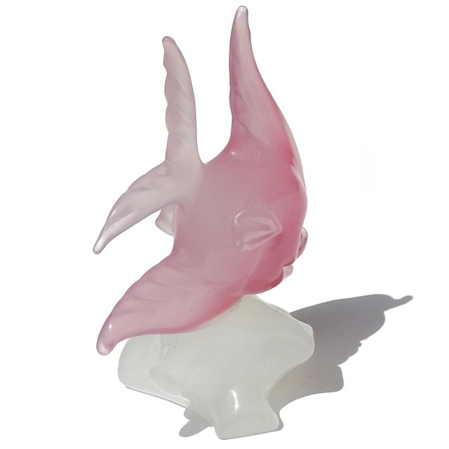 Seguso Murano Vintage Opalescent Pink White Italian Art Glass Angel ...