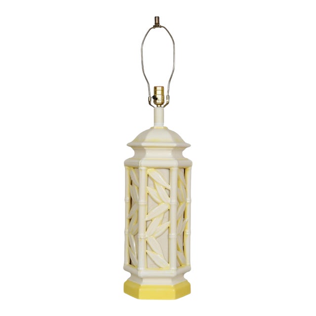 Ceramic Faux Bamboo Table Lamp | Chairish
