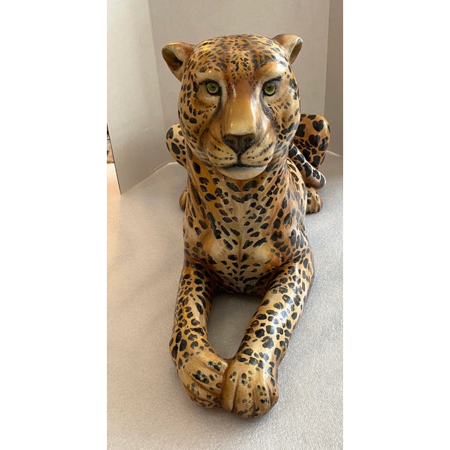 1980s Italian Leopard Figure Artisan Hand Painted | Chairish
