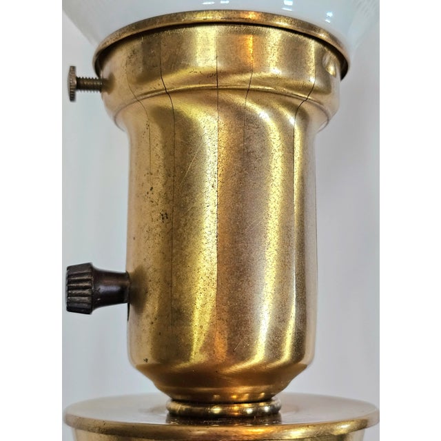 Mid-Century Porcelain and Brass Genie Torchiere Lamps, a Pair | Chairish