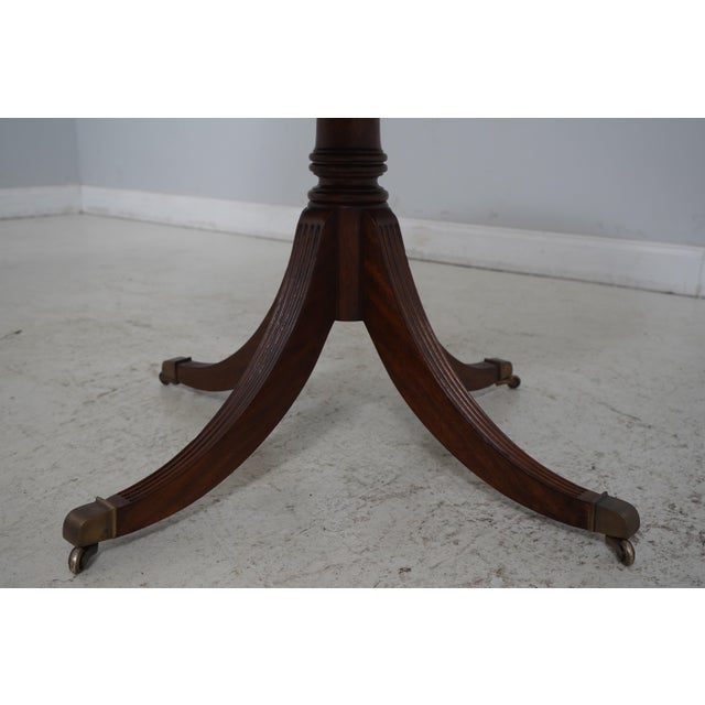 Ethan Allen Round Leather Top Drum Table | Chairish