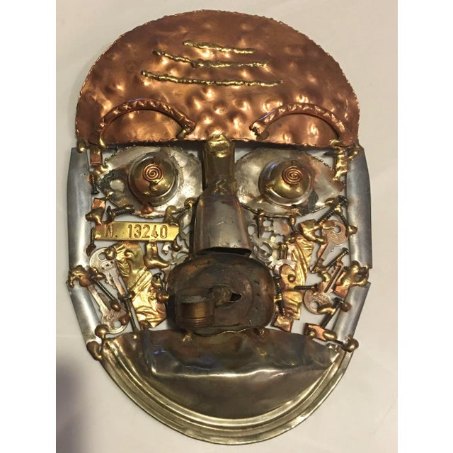 Vintage Brutalist Mixed Metals Mask | Chairish