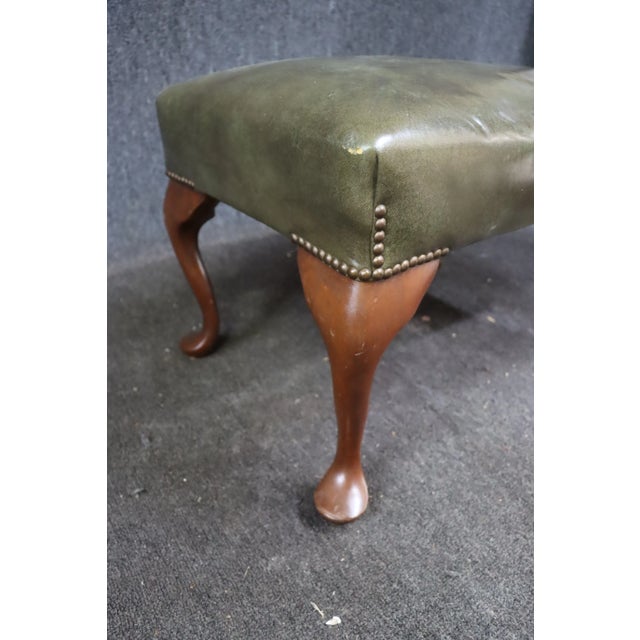 Olive Leather Wingback & Ottoman | Chairish