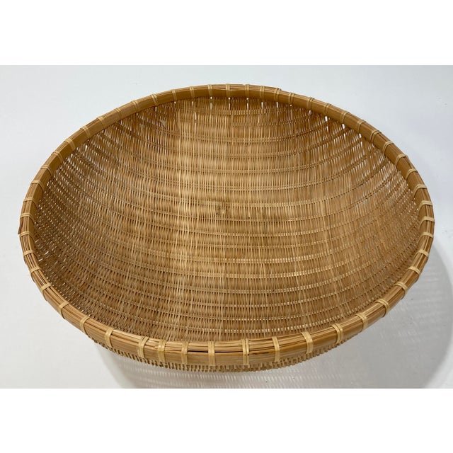 VIntage Large Woven Reed Winnowing Basket | Chairish