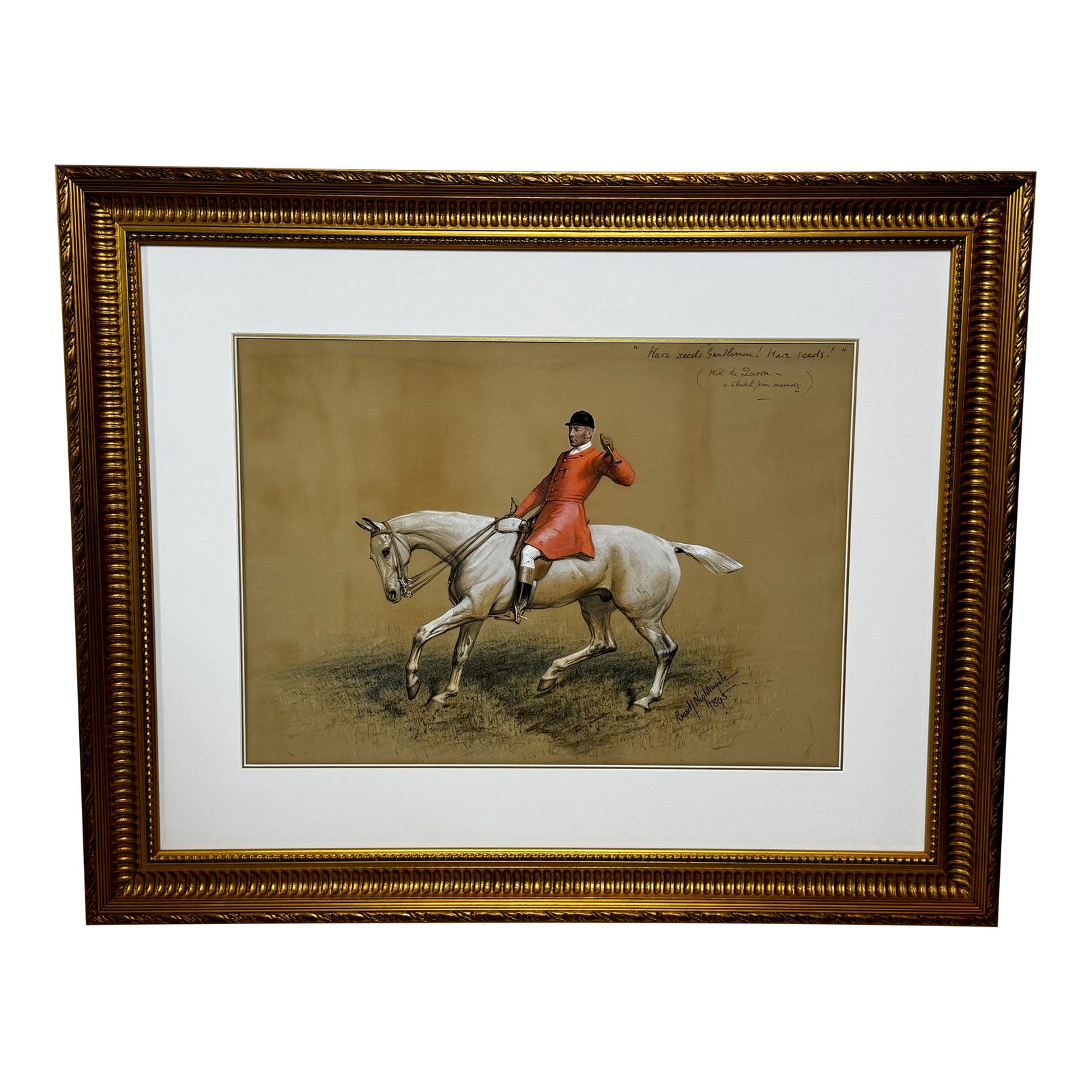 Large British Sporting Painting “Hare Seeds Gentlemen! Hare Seeds With ...