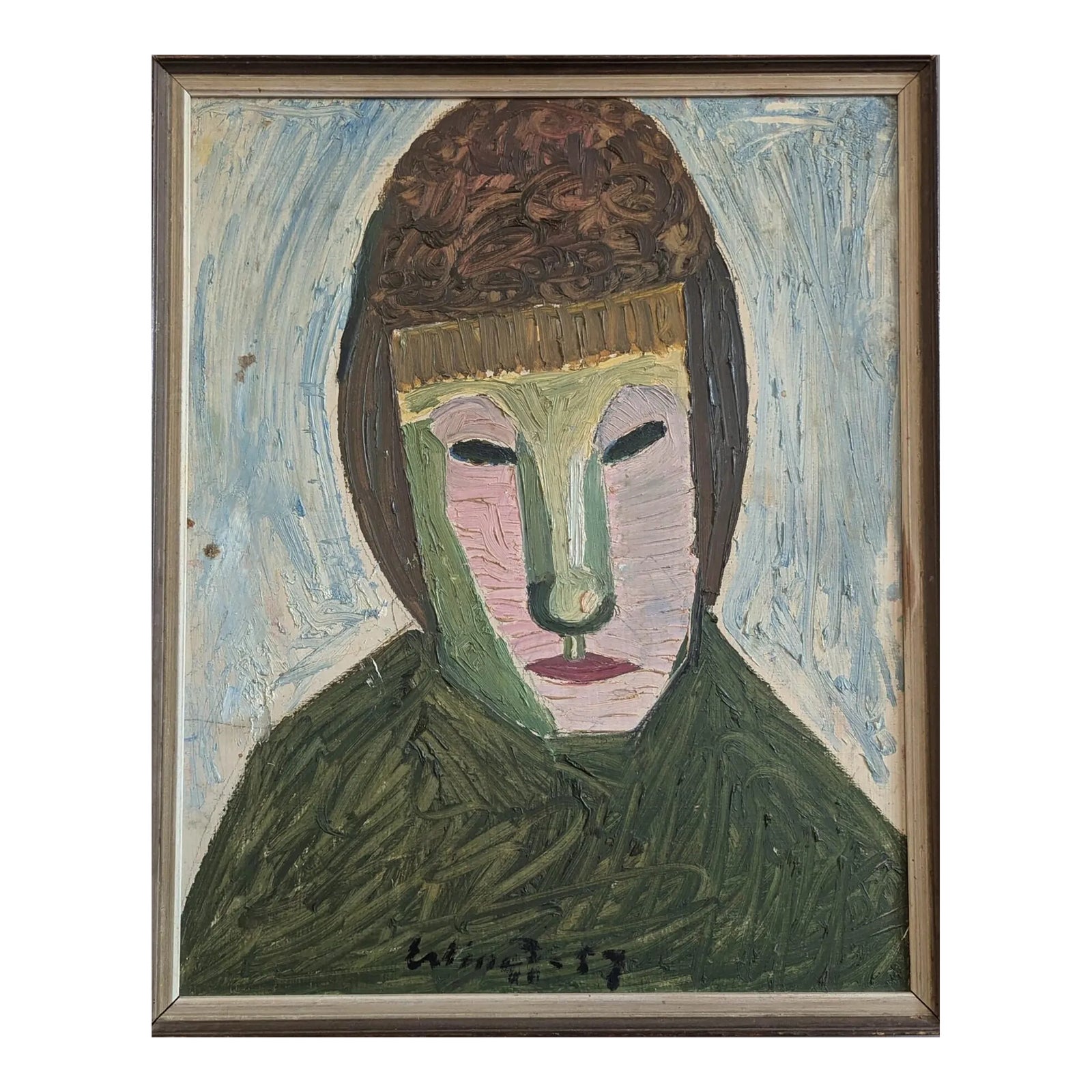 1957 Mid-Century Modern 'Behind the Mask' Vintage Original Abstract ...