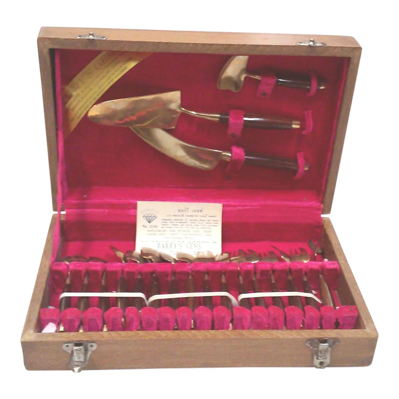 Bronze and Rosewood Appetizer and Serving Flatware Set | Chairish