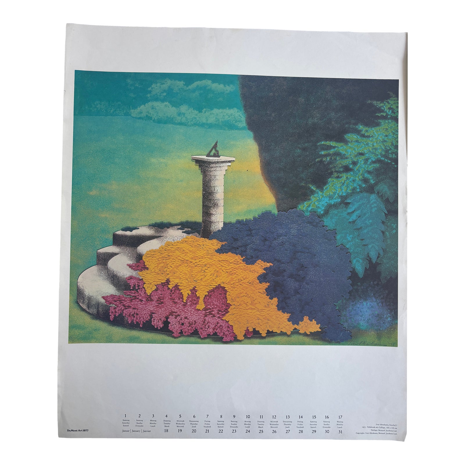 Ivor Abrahams, Sundial I, Print for DuMont Art, January 1977 Calendar ...