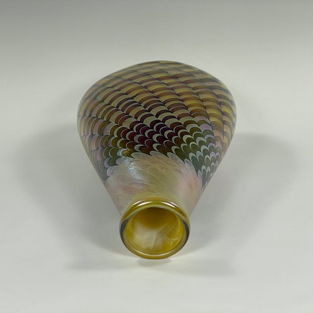 1980s Large Stephen Fellerman Iridescent Vase | Chairish