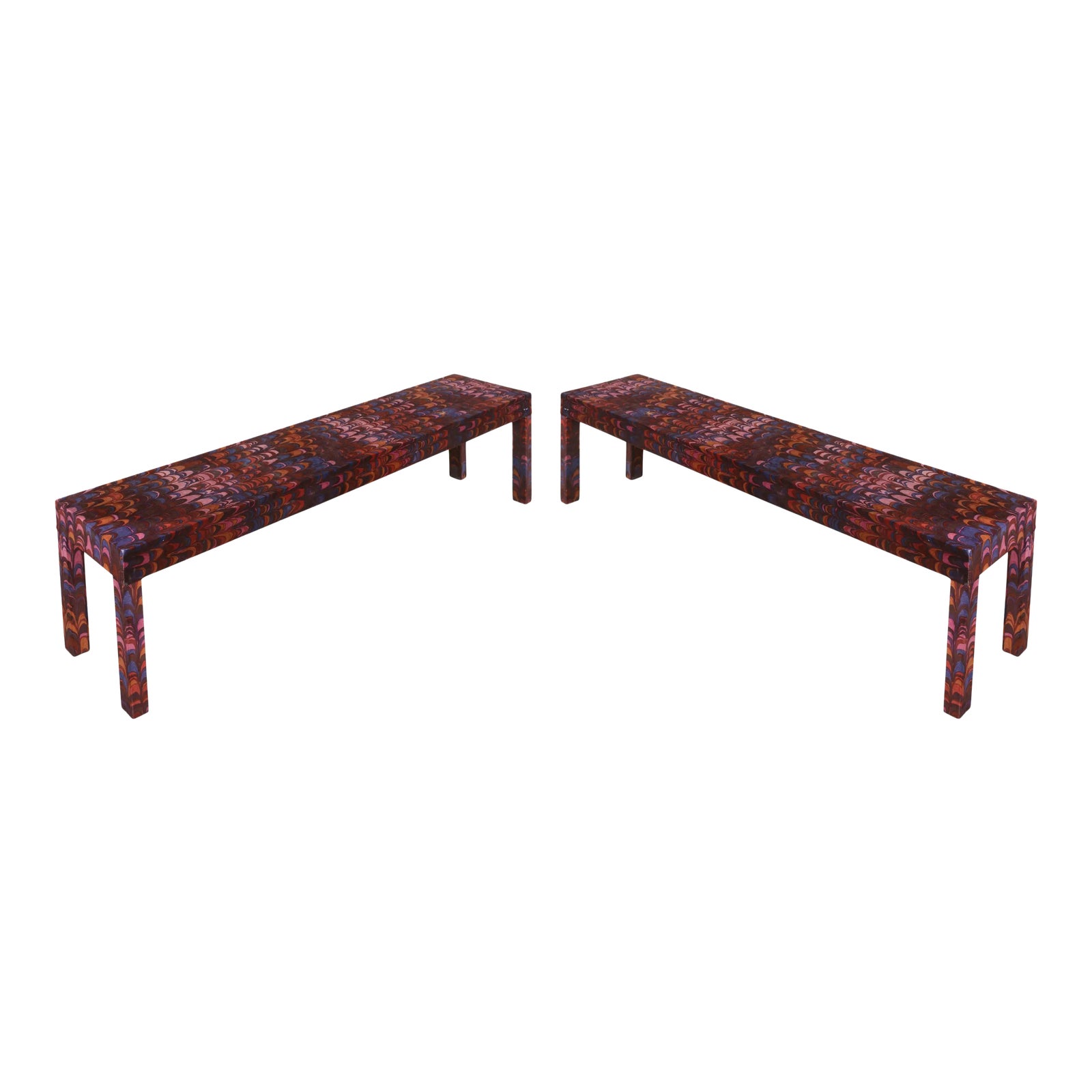 A Pair of Mid Century Modern Vintage Parsons Style Benches | Chairish