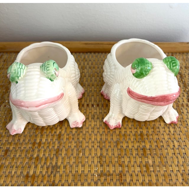 Porcelain Frog Planters - a Pair | Chairish