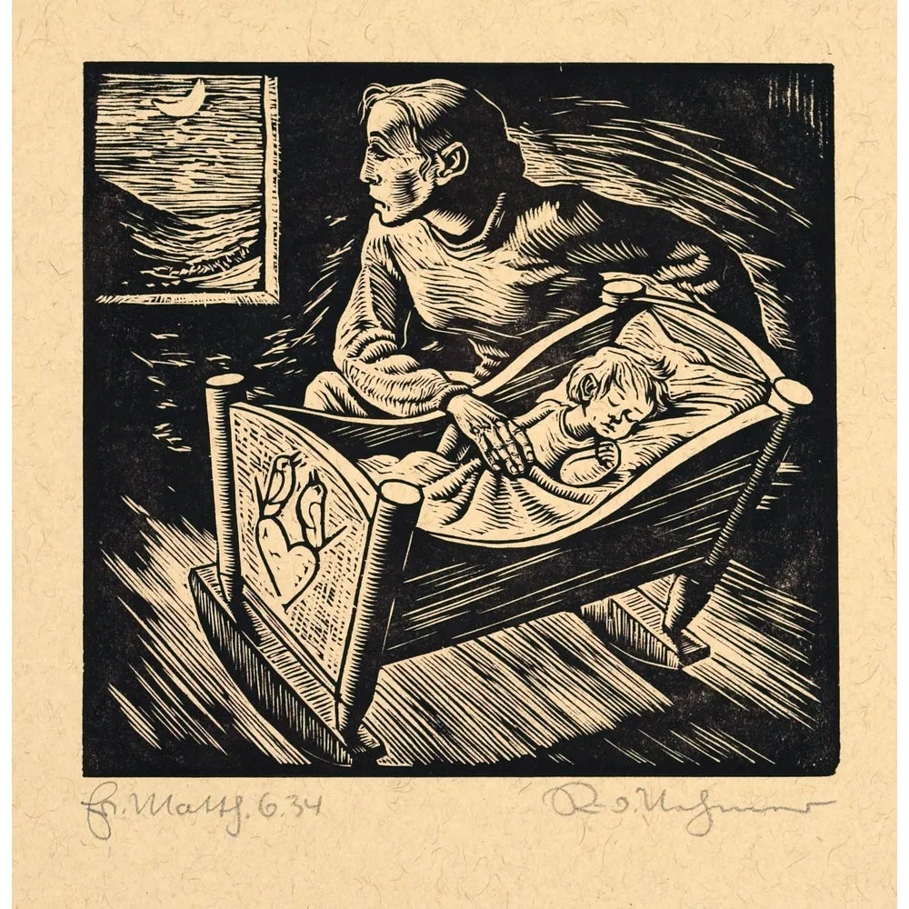 Rudolf Nehmer, The Tilt of the Day, 1948, Woodcut | Chairish