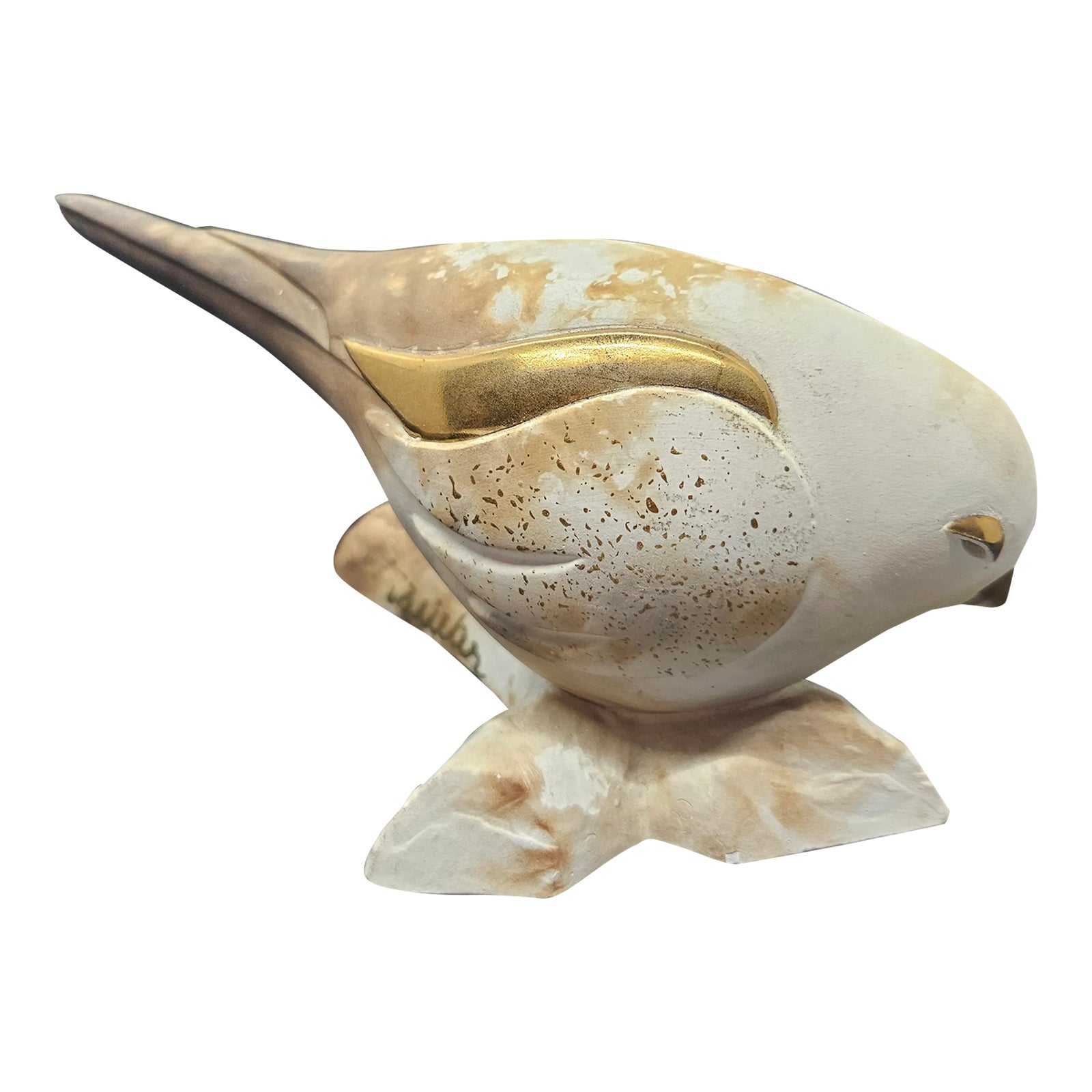 Vintage Pauline Pelletier Ceramic a Bird on Branch Sculpture,24 Gold ...