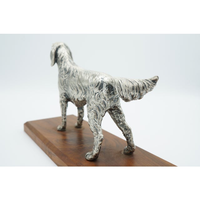 Vintage Silverplate Sporting Dog on Wooden Base | Chairish