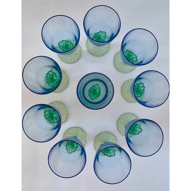 Vintage Bi-Colored Water Goblets, 'Bahia' by Bormioli Rocco- Set of 10 ...