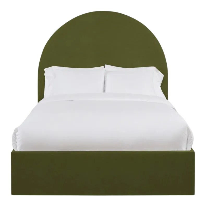 Poppy Queen Bedframe, Olive Velvet | Chairish