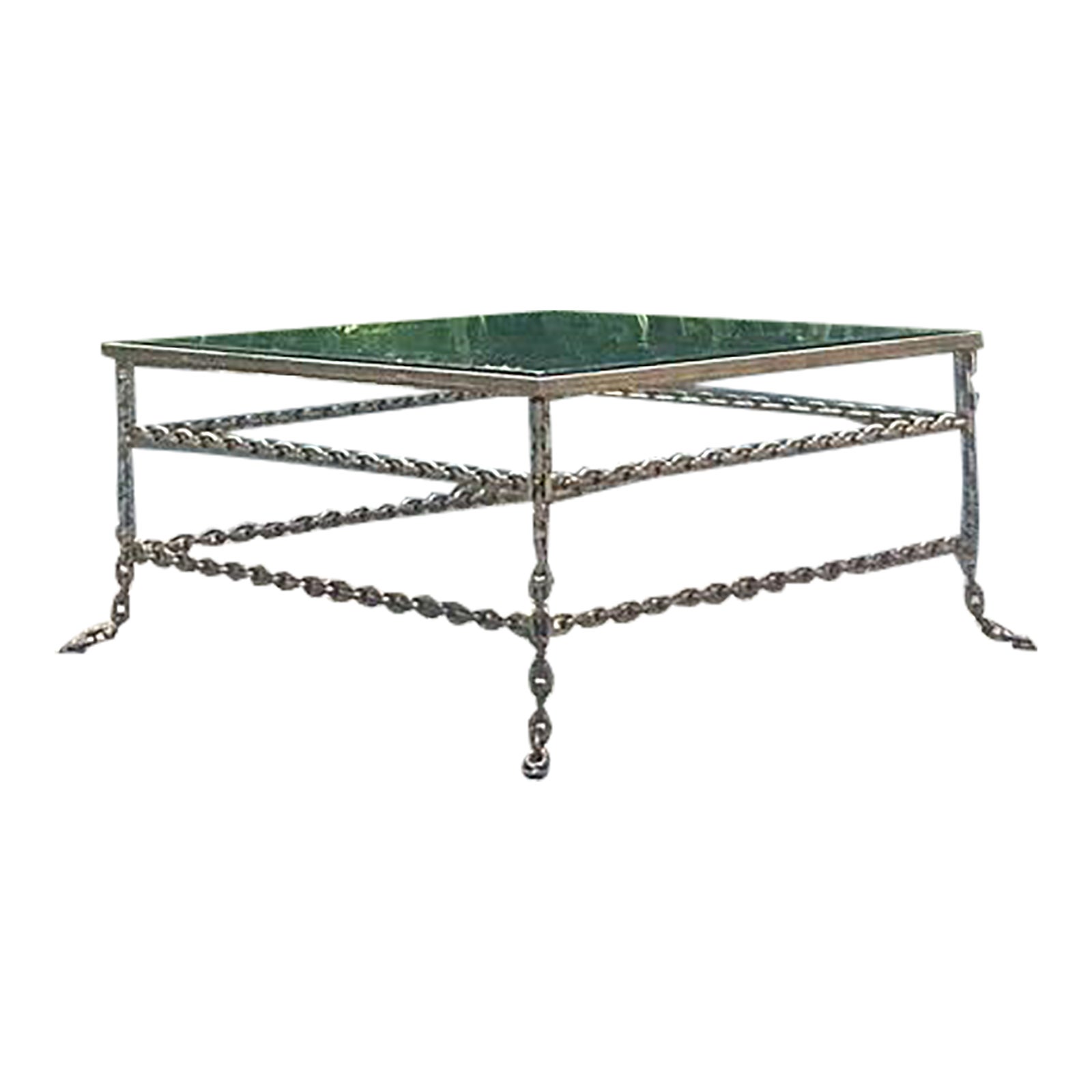 Vintage Boho Patinated Chain Coffee Table | Chairish