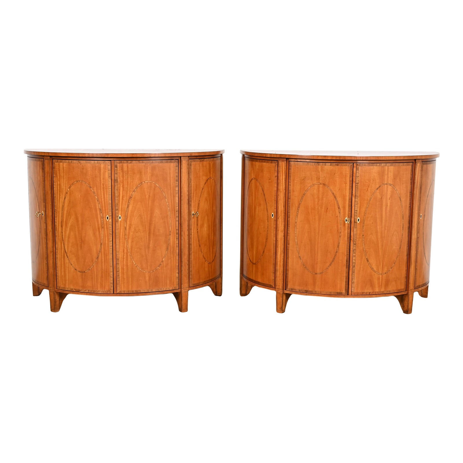 Baker Furniture Colonial Williamsburg Federal Inlaid Fruitwood Demilune ...