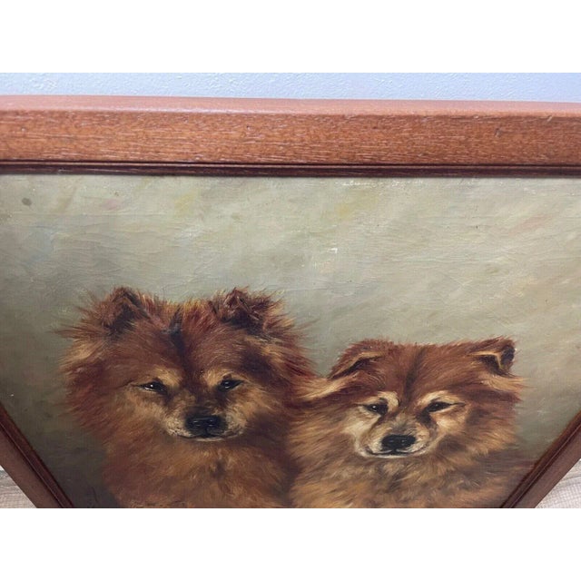 Traditional French 19th Century Oil Painting Chinese Chow Chow Dogs ...